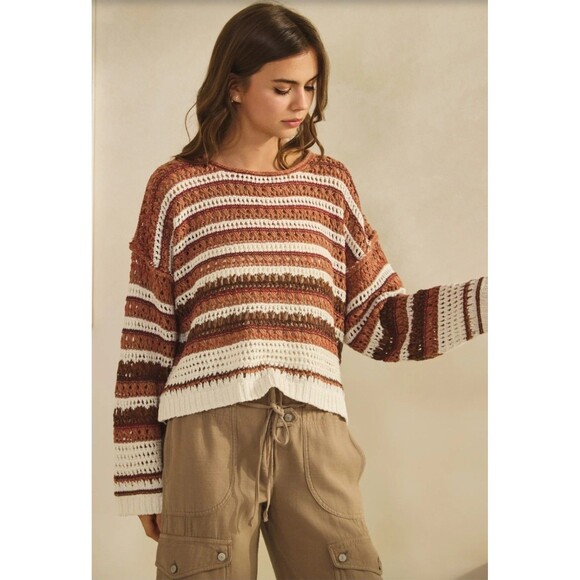 Free People | Sweaters | Free People Madelyn Enchanted Lime Striped ...